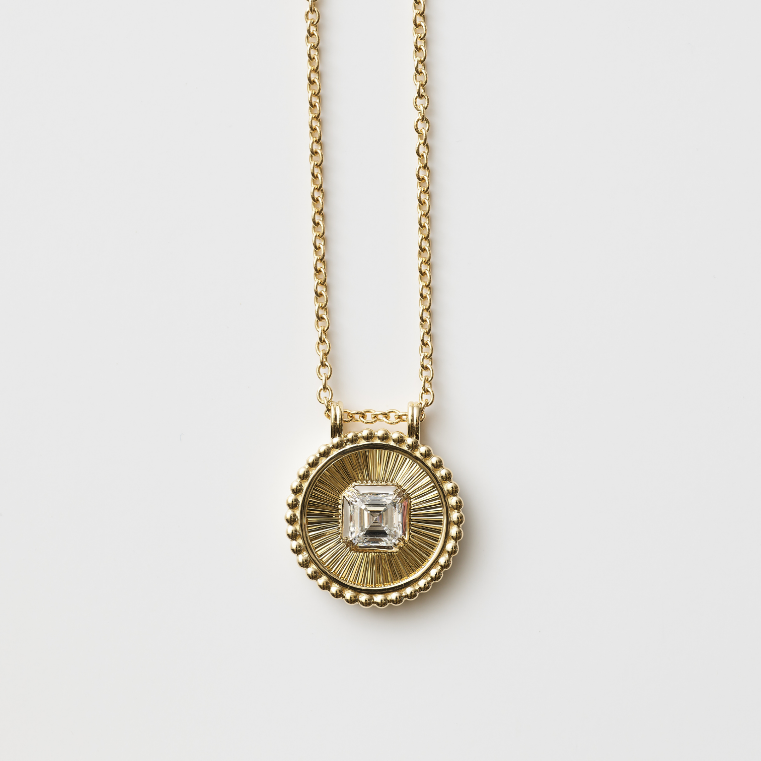 Fluted Disc Lab Diamond Necklace